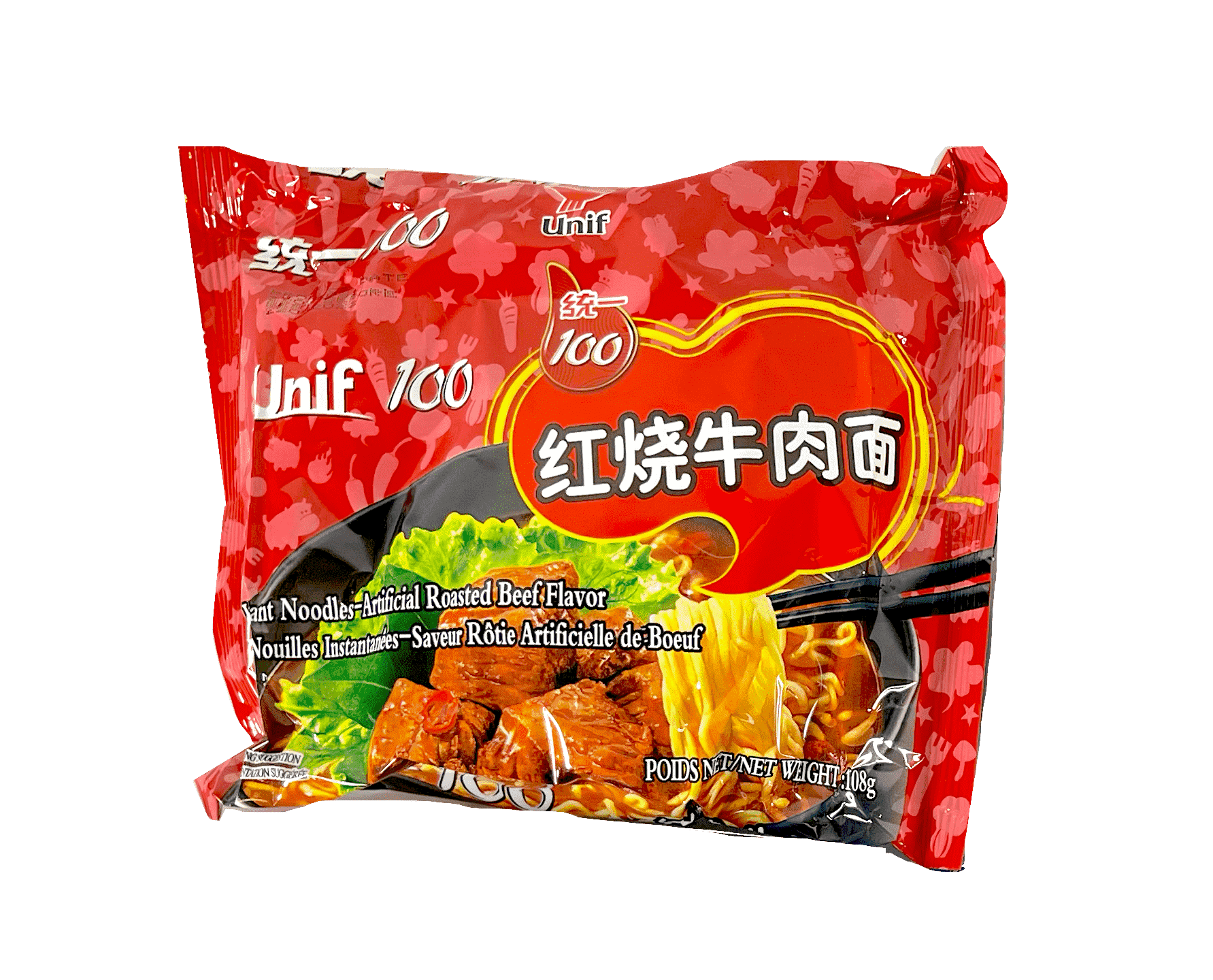 Instant Noodles With Branched Beef Flavor 108g Unif 100 China
